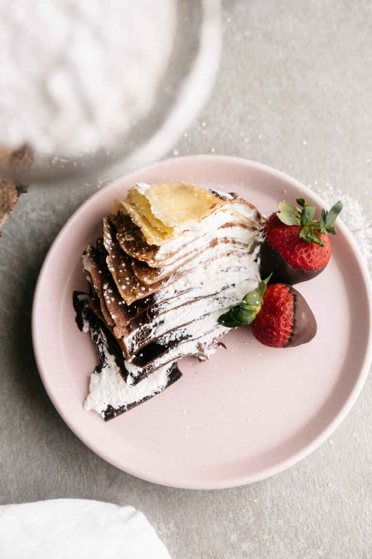 Chocolate Layered Crepe Cake - Heathers Home Bakery